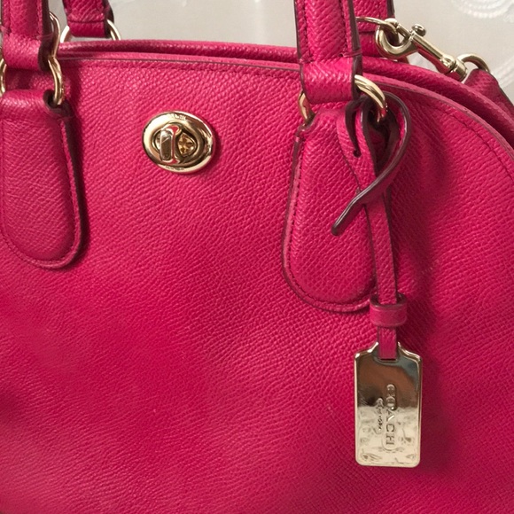 Coach | Bags | Coach Mini Satchel Hot Pink Gold Accents Purse | Poshmark